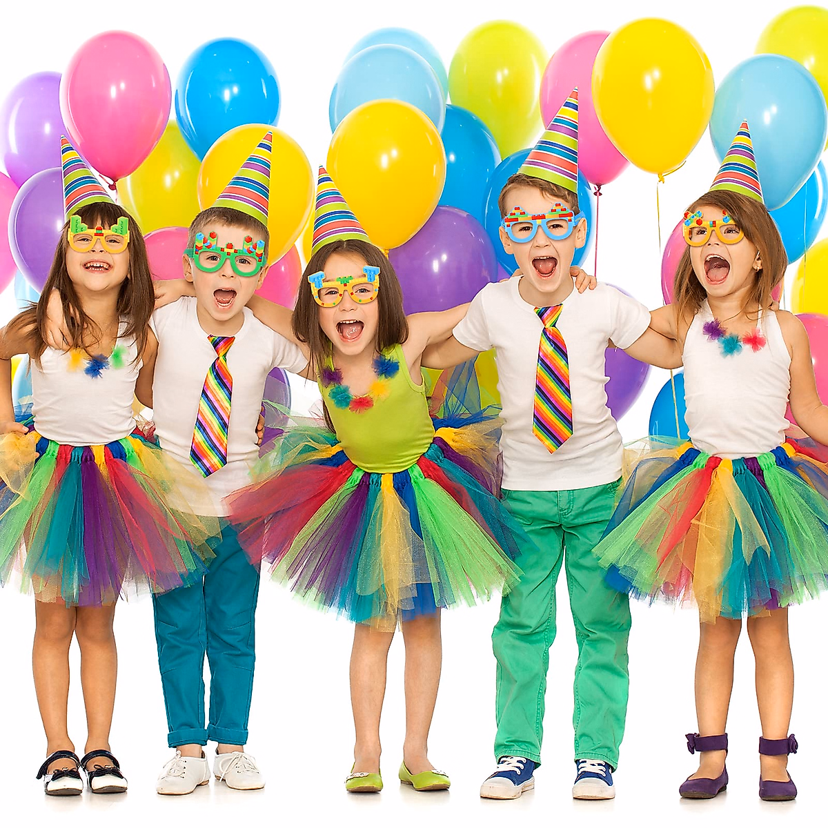 Fiada 12 Pcs Building Bricks Party Favors Paper Glasses Building Block Glasses Frames Photo Booth Props for Kids Toddlers Theme Party Supplies Favors