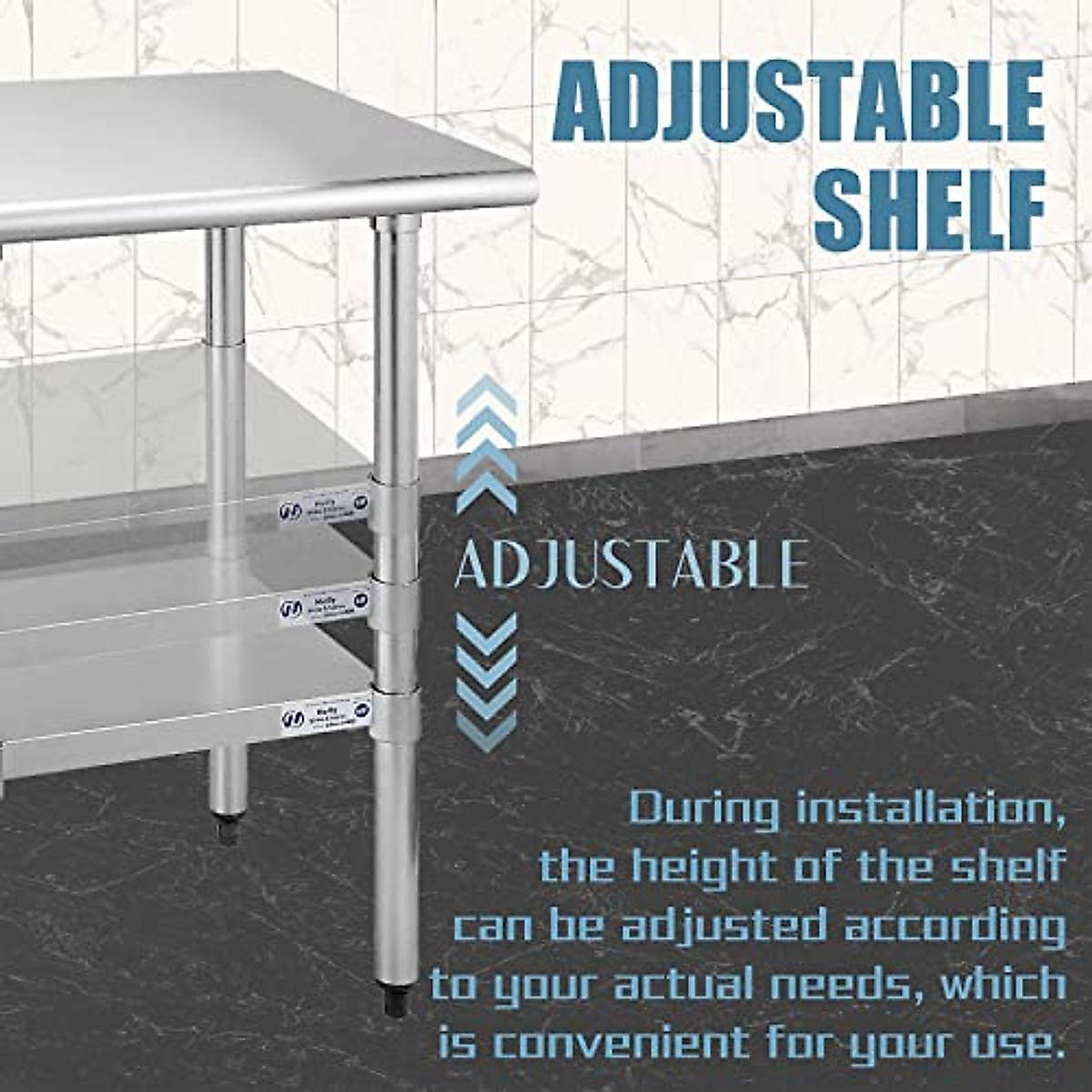 Hally Stainless Steel Table for Prep & Work 24 x 30 Inches, NSF Commercial Heavy Duty Table with Undershelf and Galvanized Legs for Restaurant, Home and Hotel