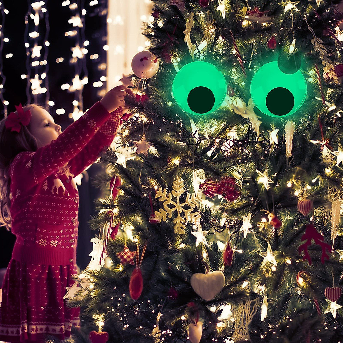 4PCS 5.9 Inches Glow in The Dark Giant Googly Wiggle Eyes Self Adhesive Large Luminous Google Eyes Big Sparkle Sticky Wiggle Eyes for DIY Crafts Sticker Decoration