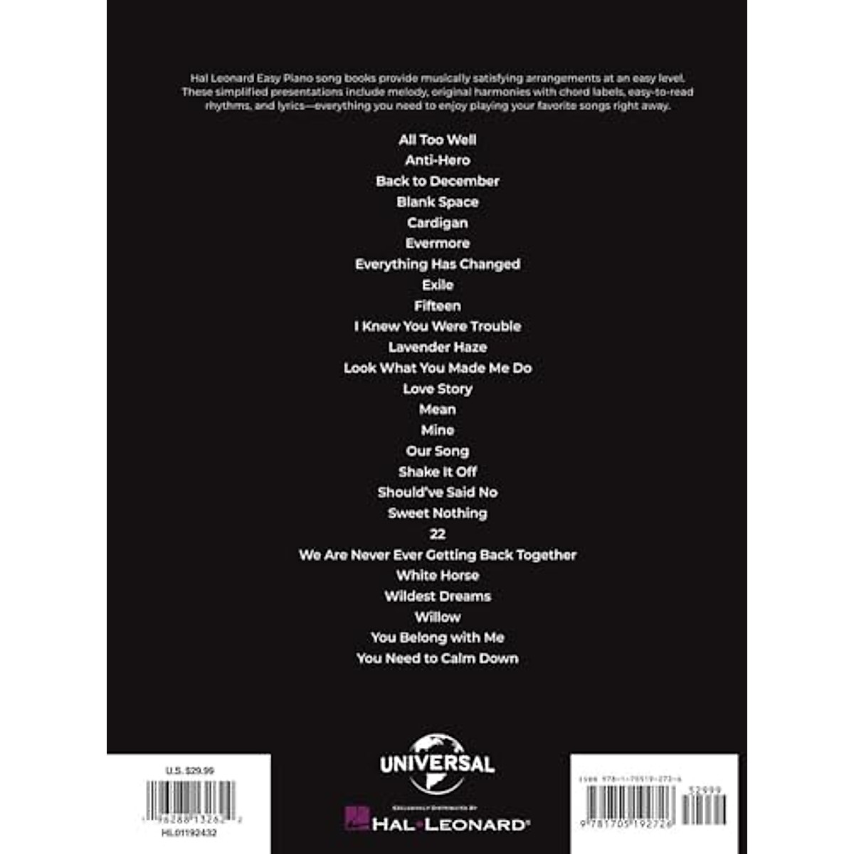 Taylor Swift Easy Piano Anthology - 2nd Edition: Easy-Level Song Arrangements with Lyrics