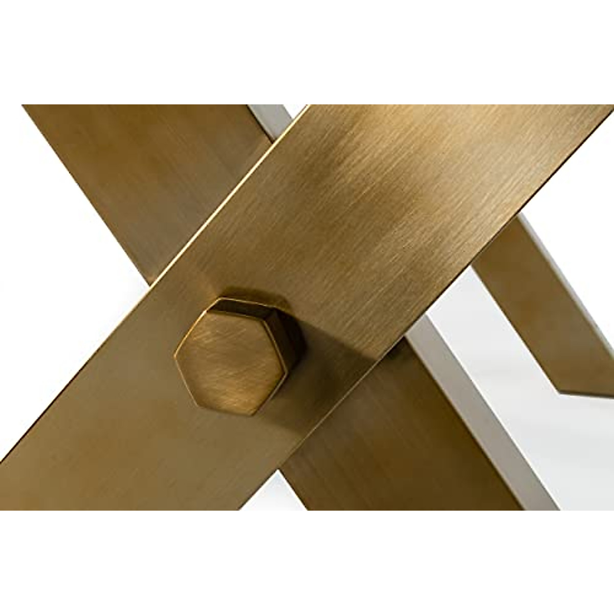 Limari Home Othon Collection Modern Style Glass Rectangular 8 Persons Dining Table with Stainless Steel Legs, Gold