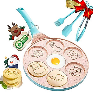DAYOOH Pancake Pan Nonstick, Egg Waffle Maker Breakfast Silver Dollar Pancake Waffle Pan for Pancakes Nonstick Pancake Maker Griddle, Crepe Maker 7 Animal Pancakes Molds for Kids Omelette Skillet Pan