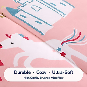 SLEEP ZONE Kids Bedding Twin Comforter Set - Super Soft & Cute Printed 2-Piece Comforter Set All Seasons for Boys, Girls, Fade Resistant, Machine Washable, Unicorn Castle