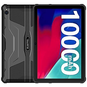 Rugged Tablet Android 11, OUKITEL RT1 10000mAh Large Battery 10.1 inch 1920*1200 FHD Screen, 4GB+64GB Memory, 16MP+16MP Camera, Octa-core IP68&IP69K Waterproof Tablet, 4G Dual SIM Wifi GPS OTG BT5.0