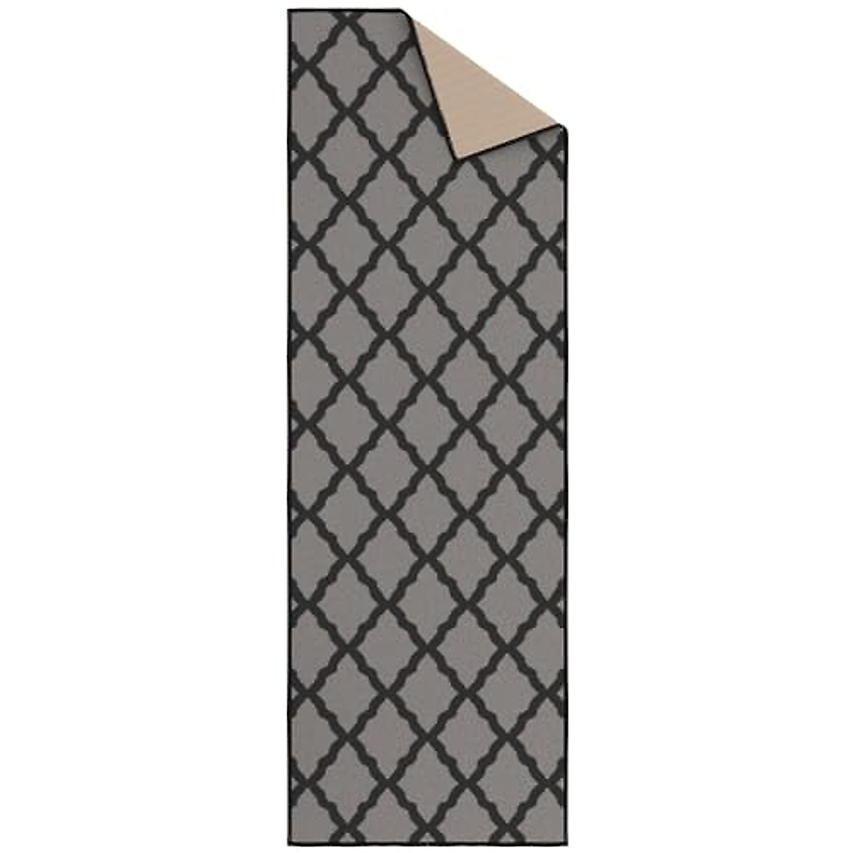 Machine Washable Moroccan Trellis Design Non-Slip Rubberback 2x5 Traditional Indoor Runner Rug for Hallway, Kitchen, Bedroom, Entryway, 20" x 59", Dark Gray