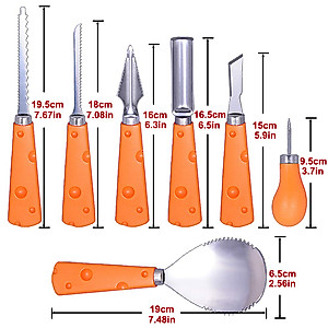 Taspire Halloween Pumpkin Carving Kit with 12pcs Stencils, (7 Pieces Pumpkin Carving Tools Set), Pumpkin Carving Set