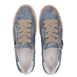 TUU Ladies Printing Flat Round Toe Tie up Large Size Slip-on Casual Shoes