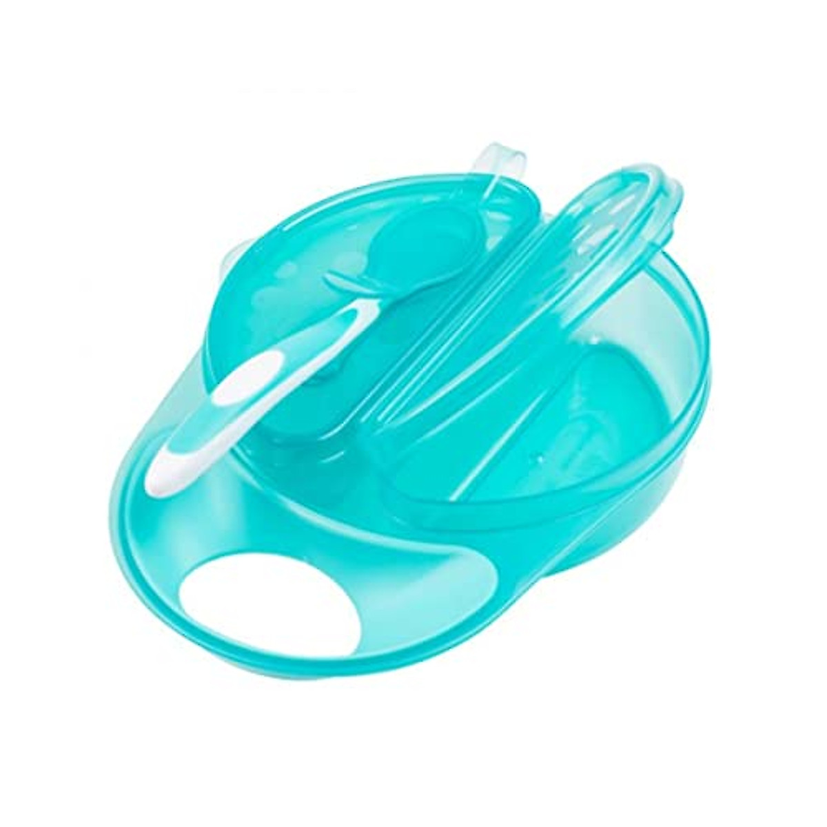 Dr. Brown's Travel Fresh Divided Bowl and Soft-Tip Spoon Set with Travel Lid, BPA Free