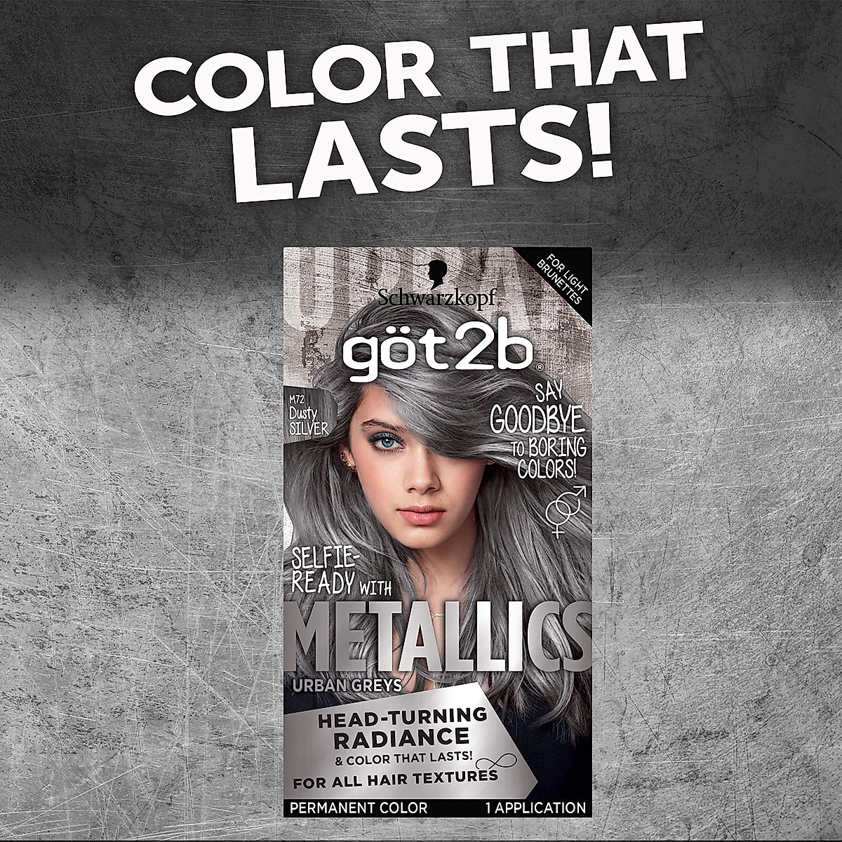 Got2b Metallics Permanent Hair Color, M72 Dusty Silver