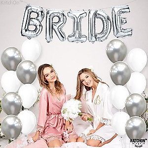 KatchOn, 23pcs Silver Bride Balloons Set - 16 Inch, Silver & White, for Bachelorette Party Decorations