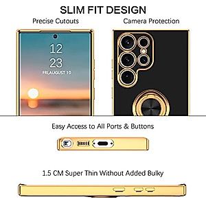 BENTOBEN Compatible with Samsung S23 Ultra Case with 360° Ring Holder, Shockproof Slim Kickstand Magnetic Support Car Mount Women Men Protective Phone Case for Samsung Galaxy S23 Ultra, Black/Gold