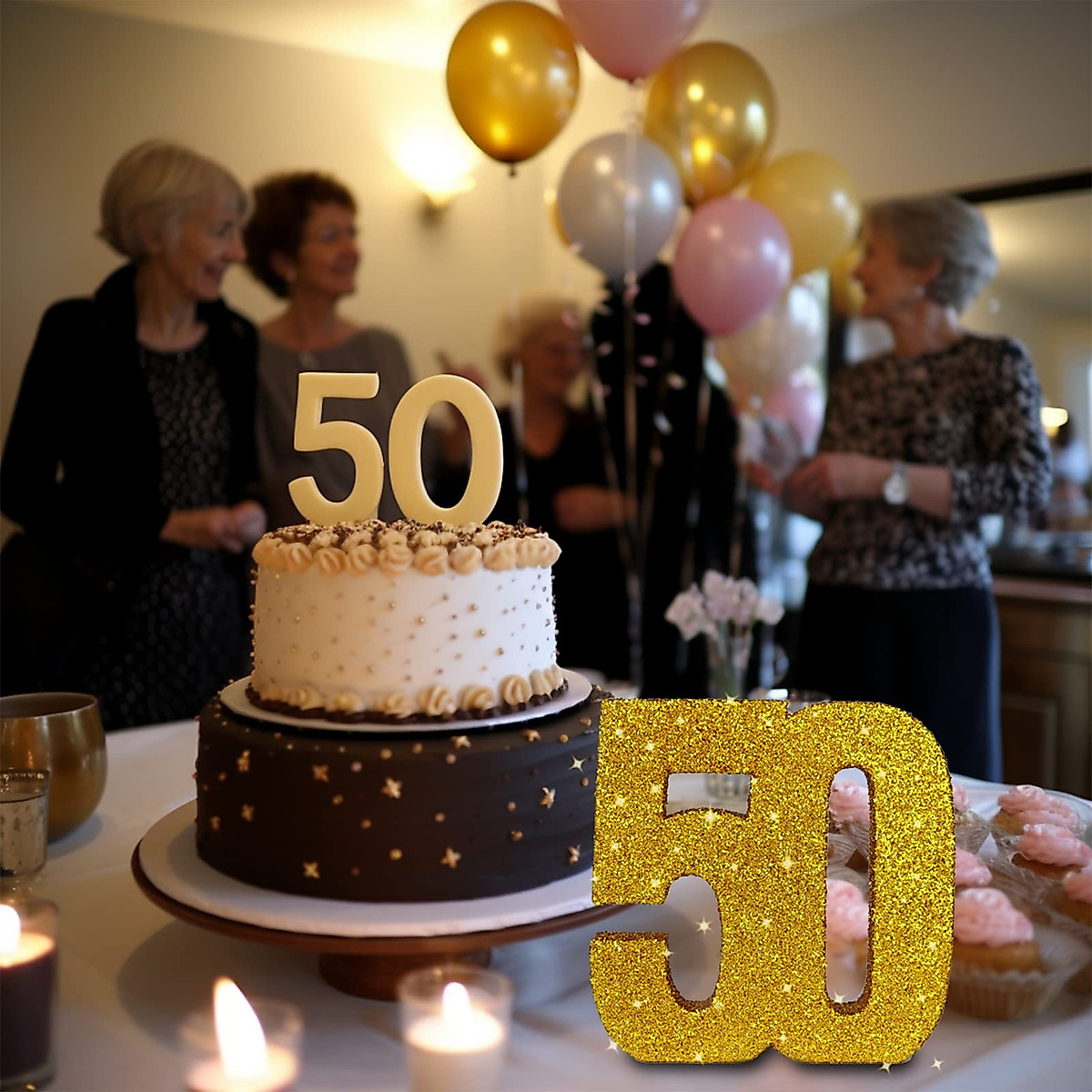Eploger 50th Birthday Decorations for Men and Women,50th Anniversary Decorations,Gold Glitter 50th Birthday Centerpieces for Table Decorations,50th Table Topper Decor