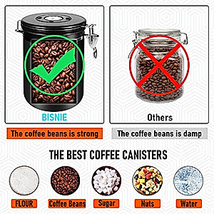 Coffee Canister Airtight 35OZ Large, 2.2 lbs Coffee Storage Container Stainless Steel Air Tight Coffee Jar with Scoop, Date Tracker and CO2 Release Valve for Beans, Ground, Tea, Flour and Sugar, 2.8L