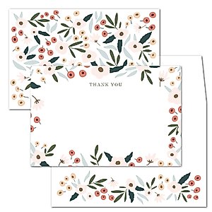 Gooji 4x6 Blossom Floral Thank You Cards with Envelopes 20 Pack, Bohemian Thank You Cards, Bridal Thank You Cards Floral, Girl Scout Thank You Notes, Pink