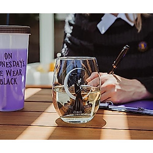 Addams Family Wednesday "Little Storm Cloud" Stemless Wine Glass, Tumbler Cup For Cocktails | Holds 20 Ounces