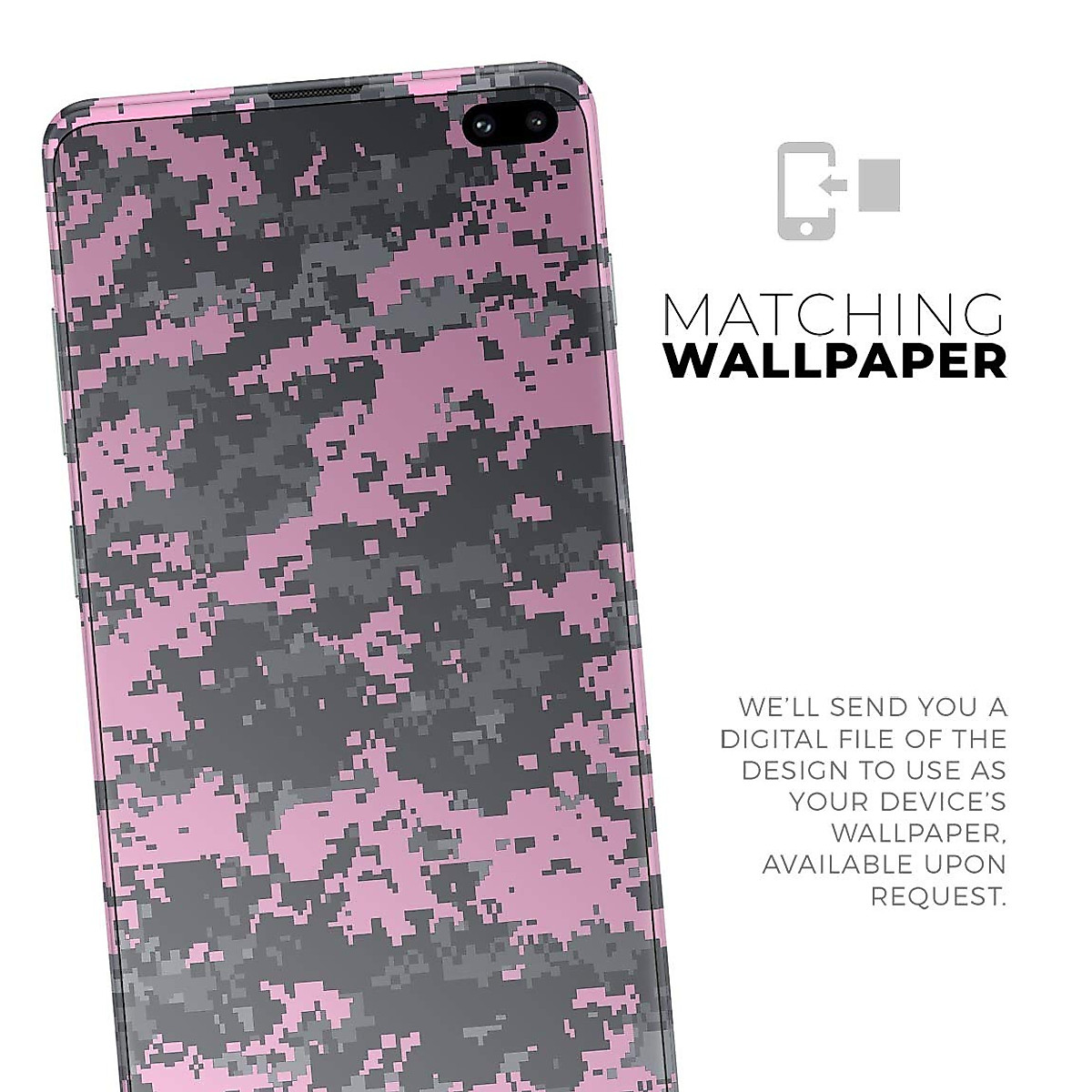DesignSkinz Light Pink and Gray Digital Camouflage Protective Vinyl Decal Wrap Skin Cover Compatible with The Samsung Galaxy S20 (Screen Trim & Back Glass Skin)