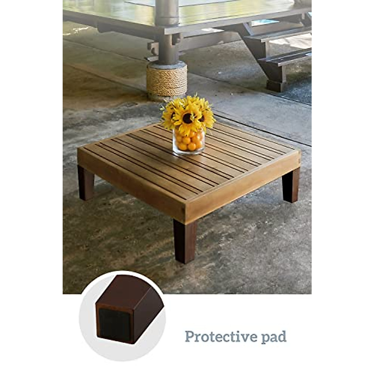 6 Inch Wooden Sofa Legs Set of 4, Brown Square Wood Furniture Feet Couch Legs, Mid Century Modern Dresser Replacement Feet for Chair Cabinet Armchair Recliner Table Or Home DIY Projects Bun Feet