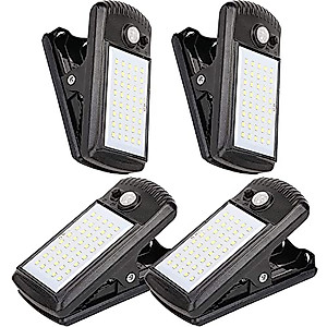 YJFWAL 4 Pack Solar Lights Outdoor 40 LED 3 Modes Clip on Lights Outdoor Solar Security Lights Solar Motion Sensor Lights IP 65 Waterproof Solar Wall Lights for Backyard, Garage, Deck, Garden Fence