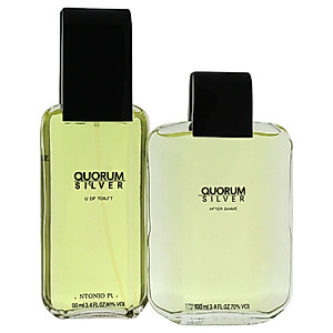 Antonio Puig Quorum Silver for Men Gift Set (Eau de Toilette Spray, After Shave Lotion)