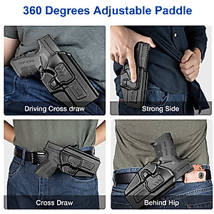 OWB Holster Compatible with SCCY 9mm CPX1 CPX2, Level II Retention Outside Waistband Open Carry for SCCY CPX-1 CPX-2, Gun Holster for Men/Women | Paddle 360 Degrees Adjustable