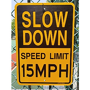 Joffreg Slow Down Speed Limit 15 MPH Sign,17 x12 Inches,Reflective Aluminum (2 Pack)
