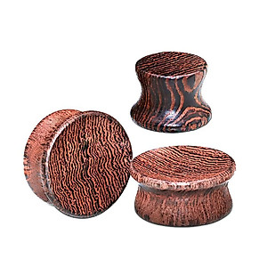 Piercingpops 3 Pairs Natural Wood Ear Plugs Tunnels Double Flared Expander Ear Gauges Stretched Piercing Body Jewelry (Gauge=1/2"(12mm))