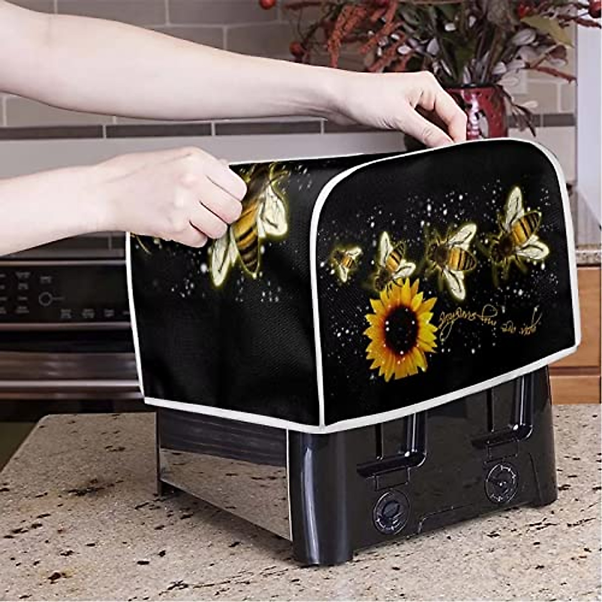 Jiueut Hummingbird and Flower Print Toaster Cover 2 Slice Wide Slot,Kitchen Small Appliance Covers,Small Toaster Microwave Oven Dust Cover,Pink