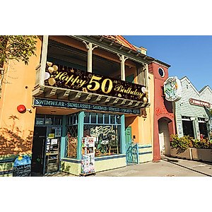 Happy 50th Birthday Banner,Birthday Party Sign Backdrop Banner For Men Women Cheer to 50 Years,Durable Black&Gold Glitter Birthday Sign Yard Sign For 50th Birthday Party Decoration Supplies(50 Black)