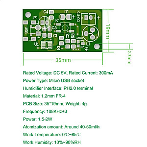 SazkJere 4Pcs USB Humidifieration Atomization Disc Mirco Interface Atomization Drive Circuit Board DC 5V for DIY Home