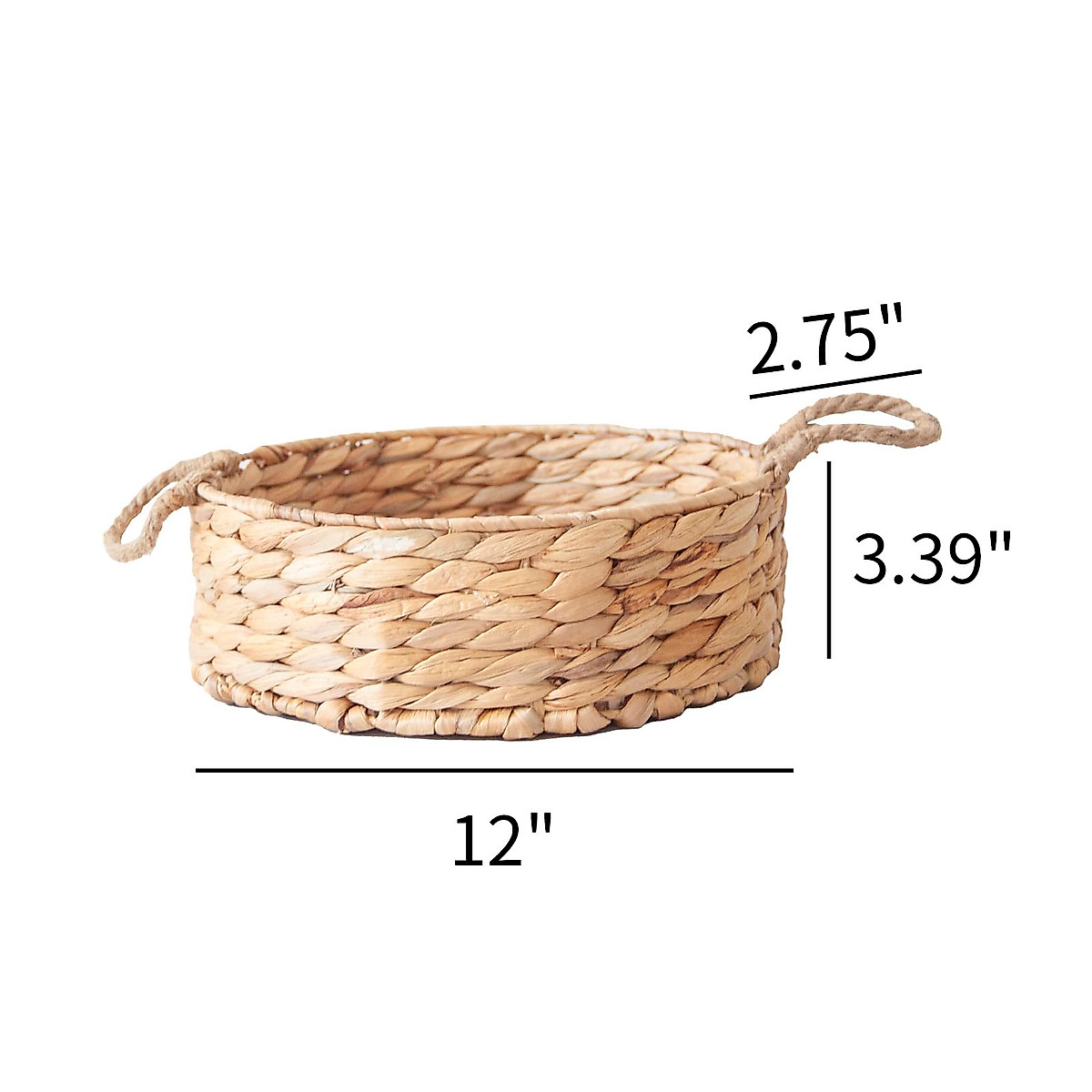 YRLSOTGE Water Hyacinth Storage Baskets, Decorative Baskets for Organizing with Double Handles-Wicker Baskets for Shelves,Round Wicker Baskets -Store Make-Up Accessories, Paper Towel,1 Pack.