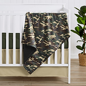 Sweet Jojo Designs Woodland Camo Baby Boy Blanket Receiving Security Swaddle for Newborn or Toddler Nursery Car Seat Stroller Soft Minky - Beige Green and Black Rustic Forest Camouflage