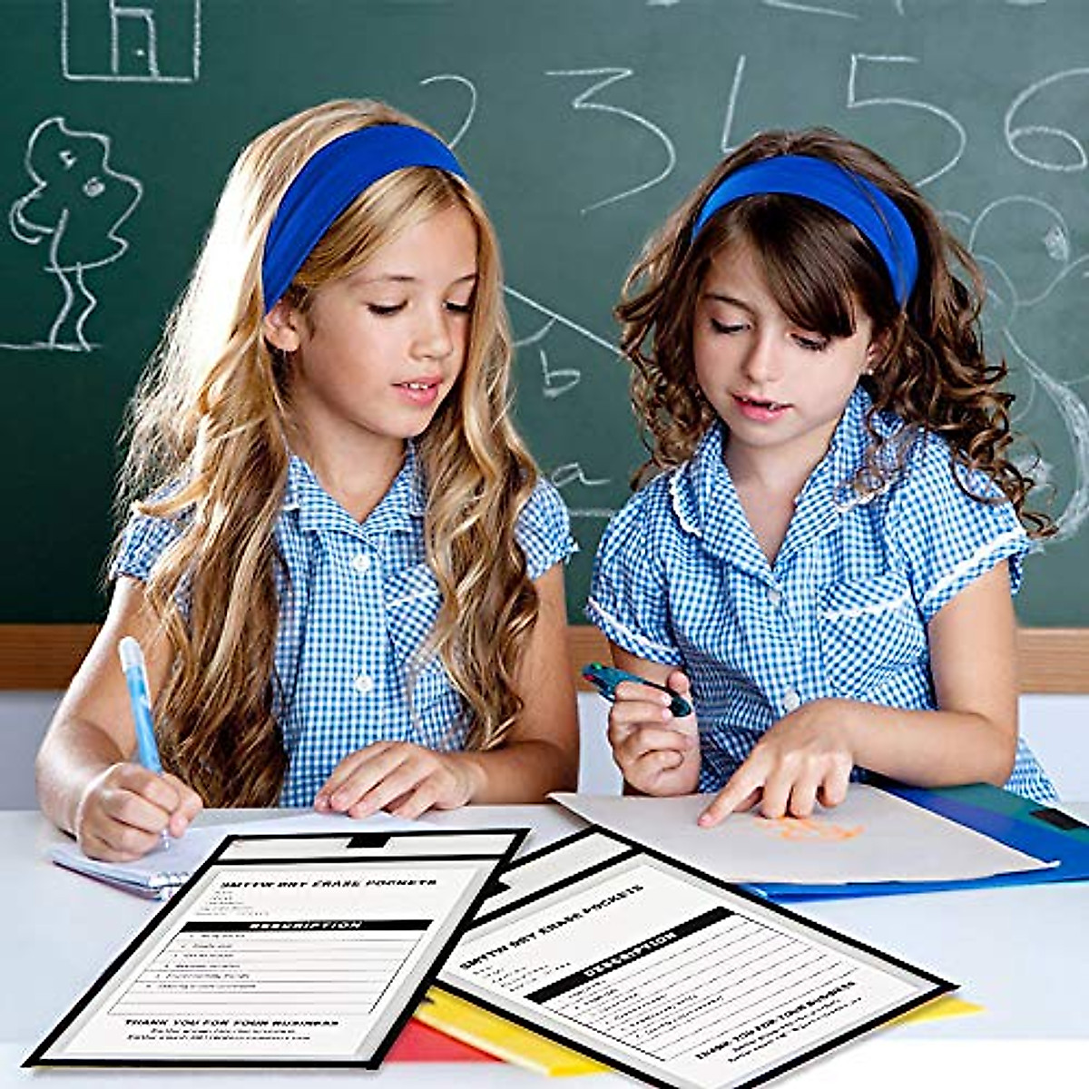 SMTTW Dry Erase Pockets Sleeves Black Reusable Clear Plastic Sleeves 24 Pack Dry Erase Sleeves 10" x 14"Heavy Duty Dry Erase Sleeves Protectors Oversized Board Worksheet Protector