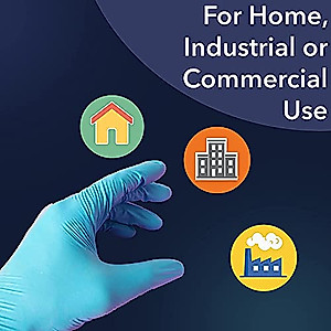 Huayuan Powder-Free Nitrile Disposable Exam Gloves, Industrial Medical Examination, Latex Free Rubber, Non-Sterile, Food Safe, Textured Fingertips, Ultra-Strong, Pack of 100, Blue - Size Large