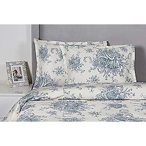 Mélange Home Melange Home, Light Blue Toile 400 Thread Count Cotton, King/California King Duvet Set