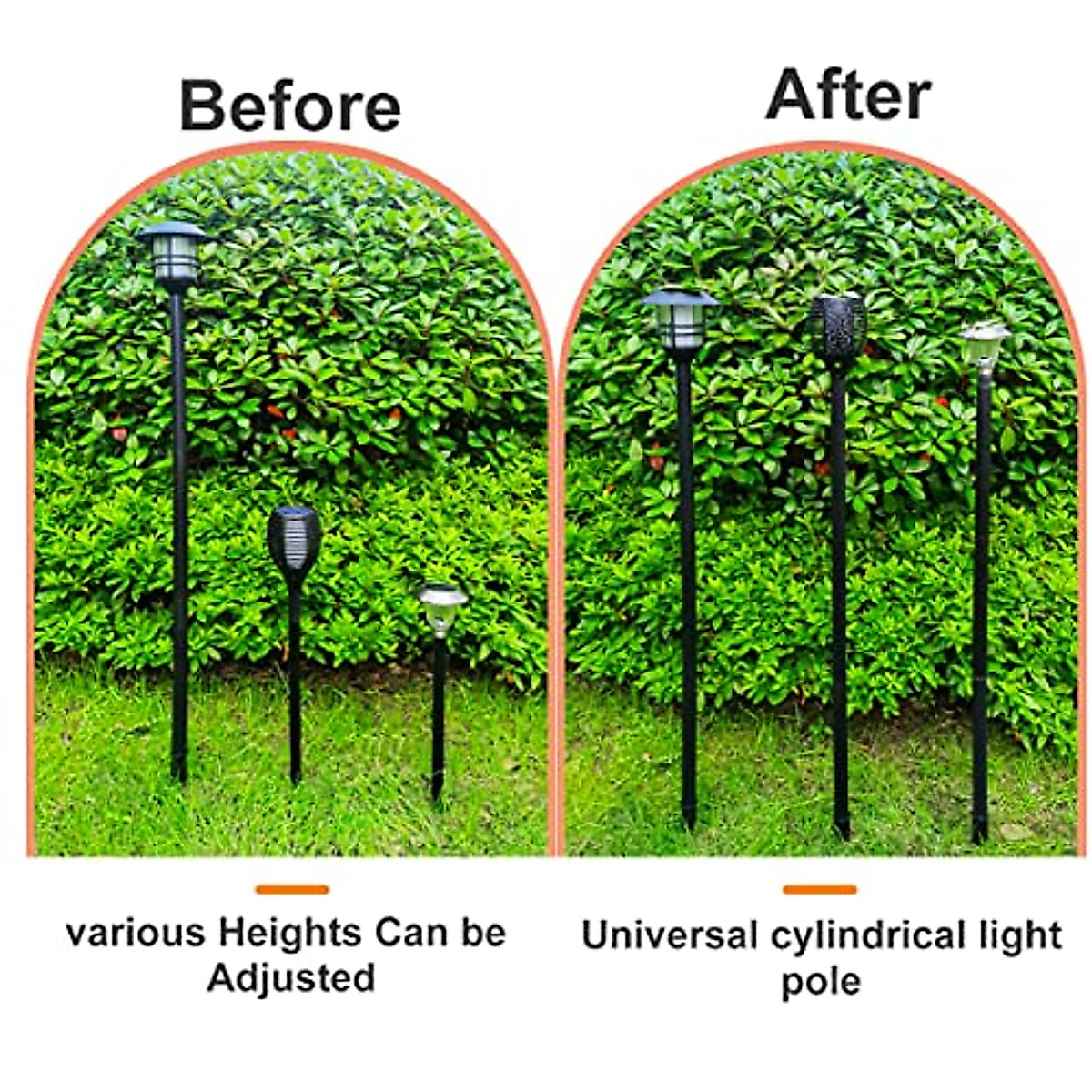 ZOOHAR Stainless Steel Light Poles Solar Lights Poles with Spikes Replacement ABS Lights Stakes for Christmas Garden Lights (8 Pieces)-8 Light Poles + 2 Lights Stake