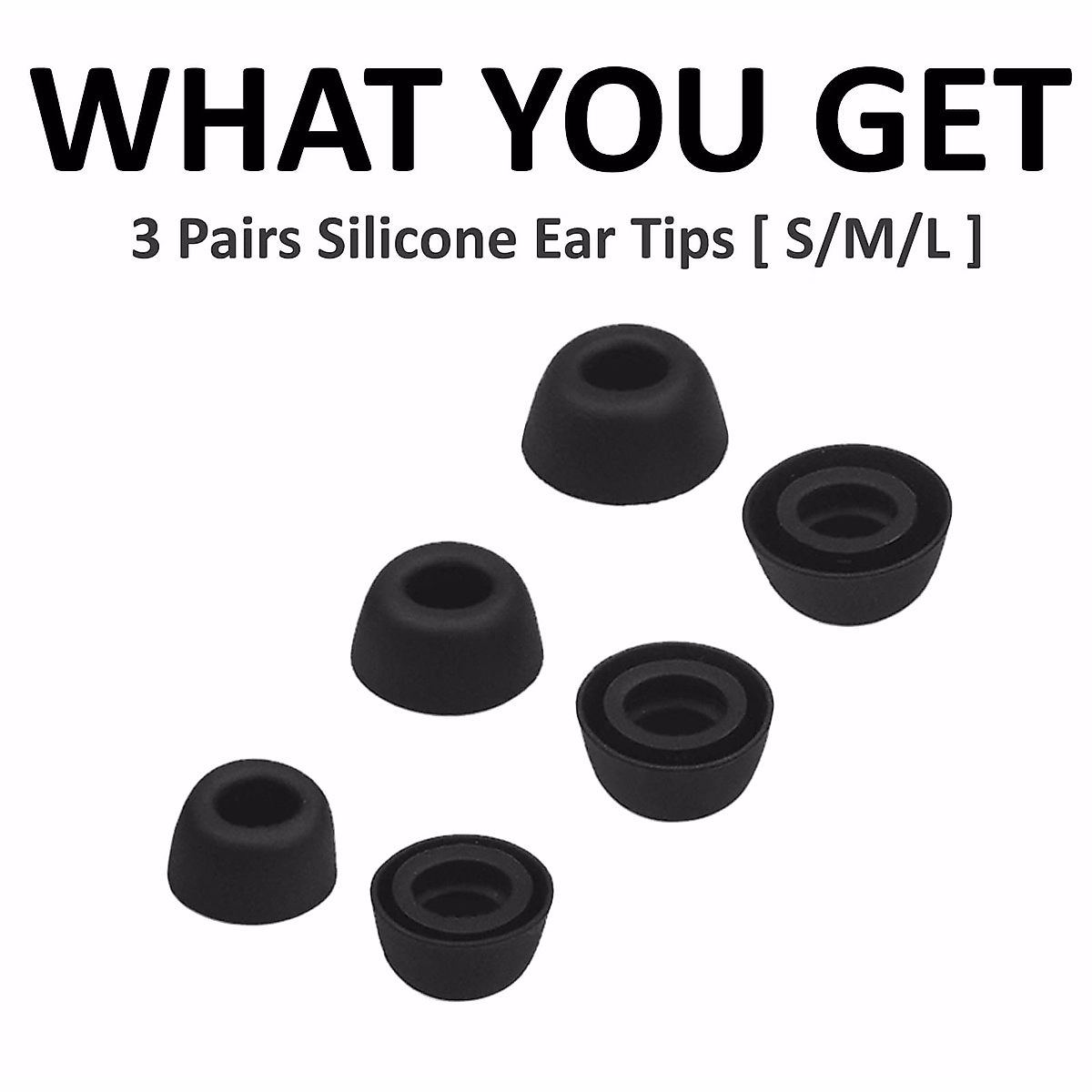 A-Focus 3 Pairs Compatible with Pixel Buds Pro Ear Tips Eartips, L/M/S Silicone Earbuds Fit in Case Gel Cover Accessories Compatible with Pixel Buds Pro Black L/M/S