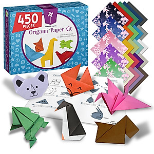 Origami Paper Kit - 50 Projects, 450 Sheets of Colored and Patterned Paper - Hours of Creative Fun for Kids and Adults