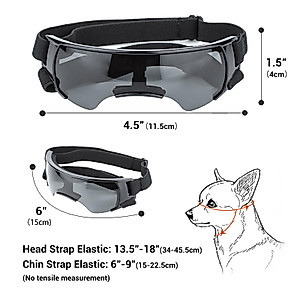 Lesypet Dog Sunglasses Small Breed, Dog Goggles for Small Dogs Windproof Anti-UV Glasses for Dogs Outdoor Eye Protection, Black