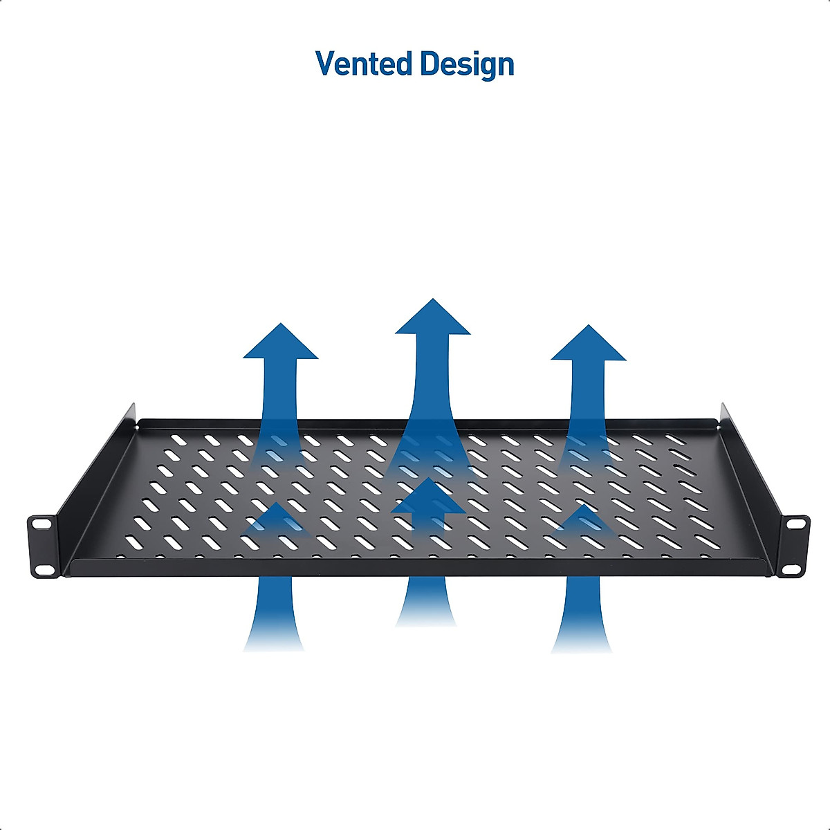 Cable Matters 1U Server Rack Shelf for 19" Rack & Cabinet, 10" Depth with 55lbs Weight Capacity (Rack Mount Shelf) in Black