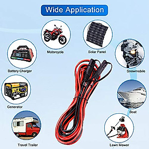ELECTOP 15Feet 10AWG SAE to SAE Extension Cable Quick Connect Disconnect SAE Power Connector Cable Wire Harness with Dust Cap for Automotive RV Motorcycle Solar Panel SAE Plug Battery Charging Cable