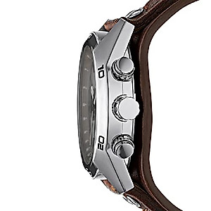Fossil Men's Coachman Quartz Stainless Steel and Leather Chronograph Watch, Color: Silver, Brown (Model: CH2565)