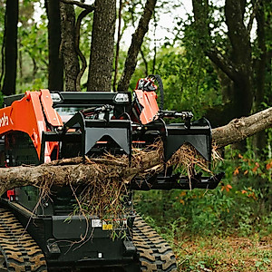 Titan Attachments 60" Economy Series Root Grapple Bucket Attachment, Universal SSQA Connection, Twin 3,000 PSI Cylinder with Cylinder Guard, Back Stoppers, 3/8" Thick Steel Frame