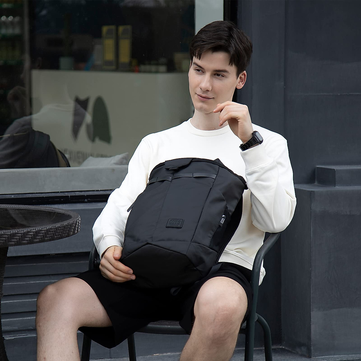 COTS Business Backpack, Water Resistant Anti-Theft Travel Casual Laptop Daypack 15.6 Inch Notebook, 21 Liters (Black)