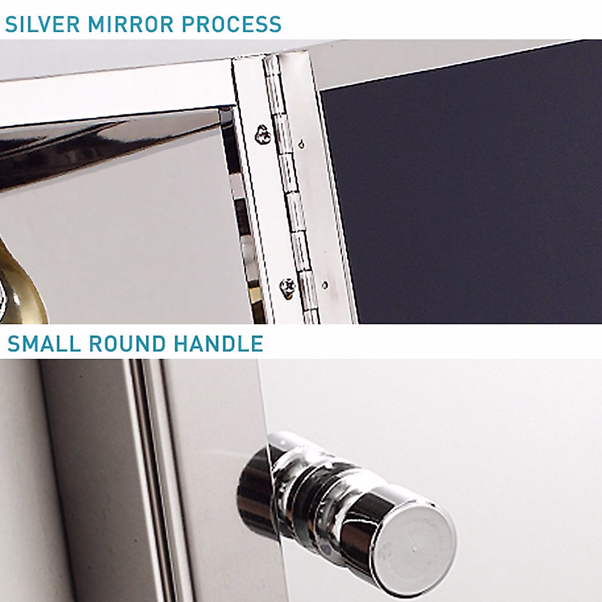 Generic 23.6"" Bathroom Corner Medicine Cabinet W/Mirror, Bathroom Stainless Steel Wall Mount Mirror Cabinet, Hanging Triple Shelf Storage Cabinet Opens Left and Right (Right)