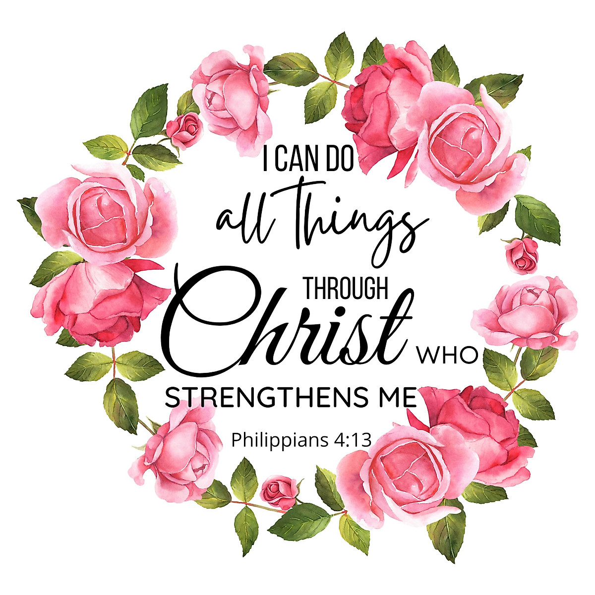 Fabric Panel 16"x16" Bible Verse 100% Cotton Quilting Panel Square Philippians 4:13 AM340