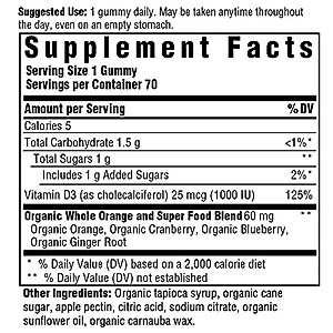 ​MegaFood D3 1000 IU (25 mcg) Gummy - Vitamin D Supplement for Bone, Muscle & Immune Support - Non-GMO, Gluten-Free - Mixed Fruit - 70 Count