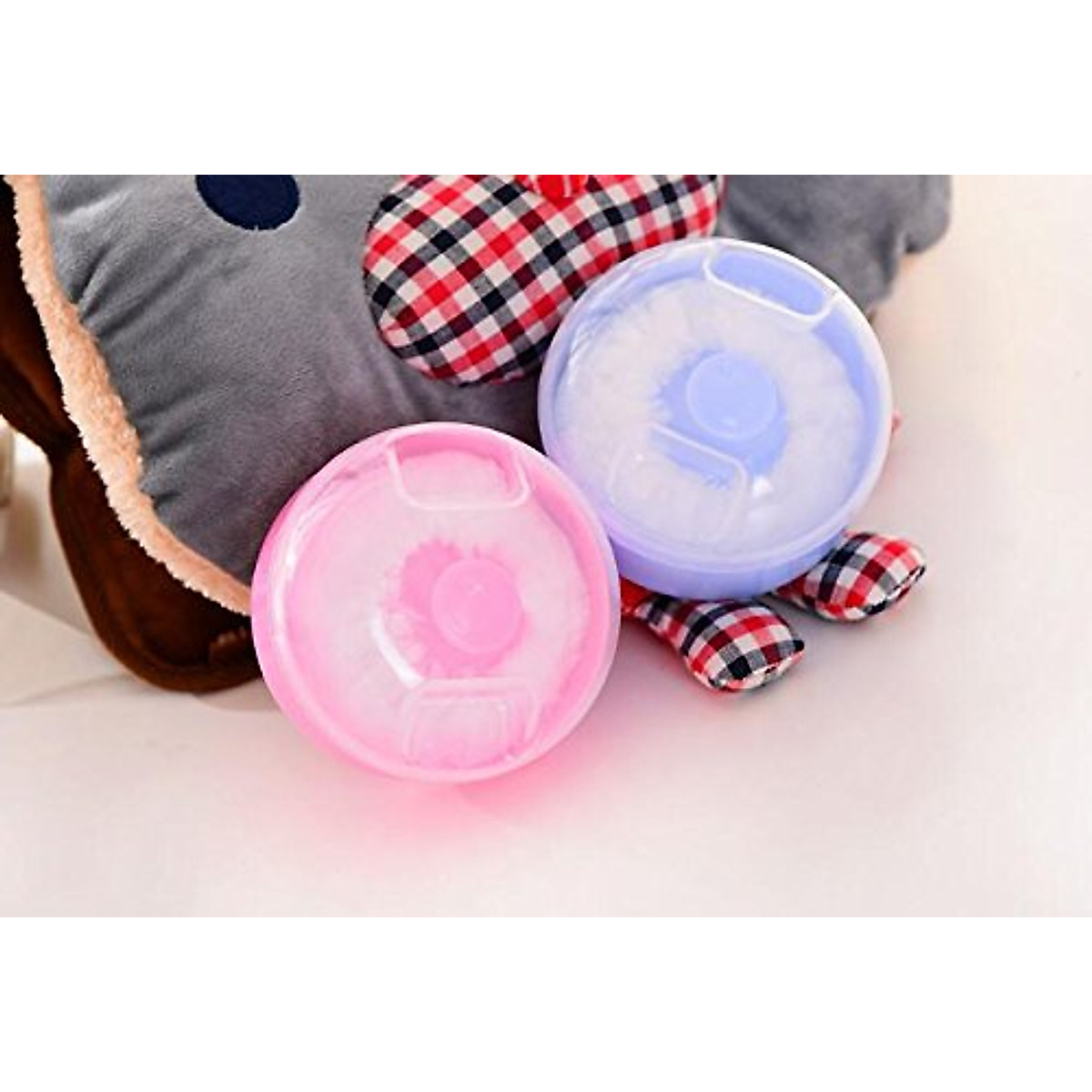 ericotry 2 Pcs Baby After-Bath Powder Puff Sponge Box Kit Dispensor DIY Make up Cosmetic Loose Powder Jar Container Case (Pink)