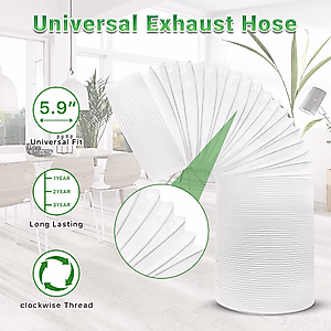 Air Conditioner Hose, lasama Universal Exhaust Hose, 5.9" Diameter Portable AC Exhaust Vent with Length 59", Clockwise Thread