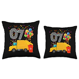 Garbage Truck Dumpsters Bin Birthday Pun Happy O7 Birthday Rear Loader Garbage Truck Throw Pillow, 16x16, Multicolor
