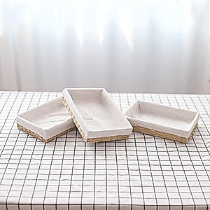 YRJJ Paper Rope Woven Storage Baskets, Delicate Storage Box for ShelvesBathroomKitchenLiving RoomOffice DeskBedroom. (Khaki) , 11.8x7.8x2.3 inches